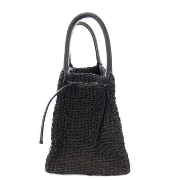 アウターサンセット abaca basket bag アバカバスケットバッグ かごバッグ カゴバッグ ハンドバッグ スクエア 編み込み ワンカラー 黒【実寸サイズ】持ち手の長さ：38cm　ヨコ：25.5cm　タテ：27cm　マチ：20.5c...