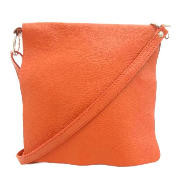 VERA PELLI ショルダーバッグ 斜め掛け クロスボディ フラップ スクエア レザー オレンジ /GV  レディース【実寸サイズ】持ち手の長さ：--cm　ヨコ：26cm　タテ：28cm　マチ：1cm　ショルダーの長さ：90-124cm...