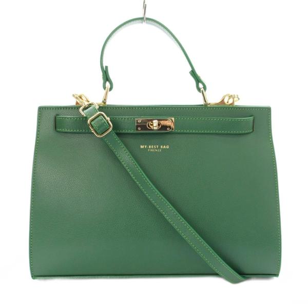 マイベストバッグ MY BEST BAG ショルダーバッグ ハンドバッグ 2way レザー 緑 グリーン /KU レディース【実寸サイズ】持ち手の長さ：28cm　ヨコ：30〜32cm　タテ：22cm　マチ：12.5cm　ショルダーの長さ：1...
