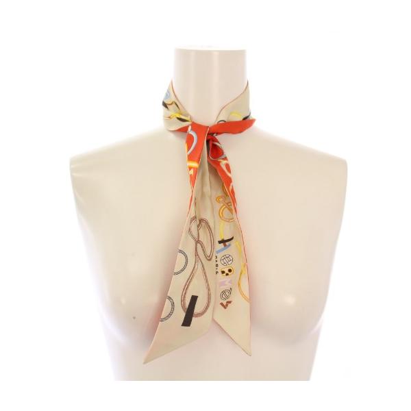エルメス HERMES ツイリー Do Re Boucles ド・レ・ブックル スカーフ シルク 総柄 アイボリー オレンジ /BB ■OH レディース【ブランド】エルメス HERMES【実寸サイズ】全長（フリンジ含まず）：約85.5cm　...