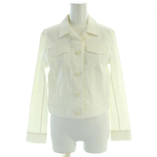セオリー ECO CRUNCH WASH DENIM JKT デニムジャケット シャツ ブラウス ショート丈 麻 リネン 長袖 P 白 ホワイト【ブランド】セオリー Theory【表記サイズ】P【実寸サイズ】肩幅：39cm　身幅：42cm　...