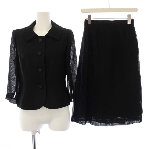 クロエ CHLOE FORMAL ブラックフォーマル スーツ ステンカラージャケット ひざ丈スカート 9AR 黒 /JP レディース【ブランド】クロエ CHLOE【表記サイズ】9AR【実寸サイズ】ジャケット 肩幅：36cm　ジャケット 身幅...