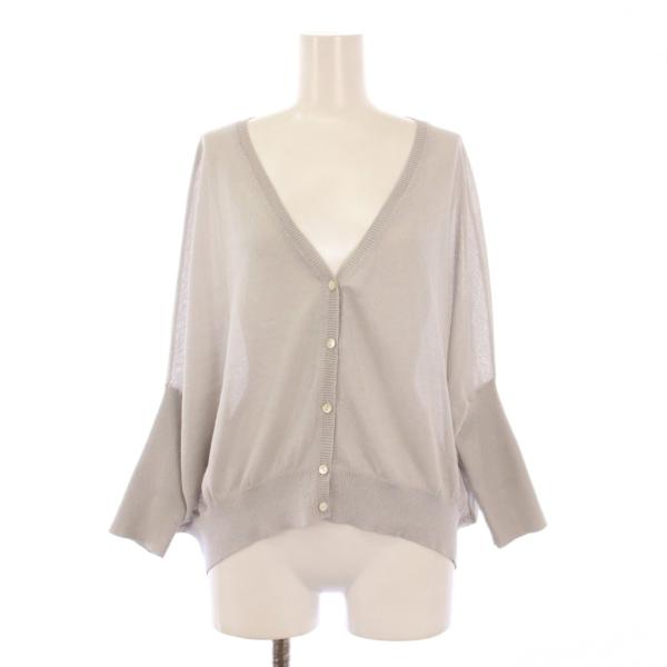 ソージュ SOEJU シアーコクーンVネックニットカーディガン 長袖 薄手 シースルー 無地 F グレー S-00-NT-059 /BB レディース【表記サイズ】F【実寸サイズ】身幅：約70cm　着丈：約55cm　ゆき丈：約64cm　　【素...
