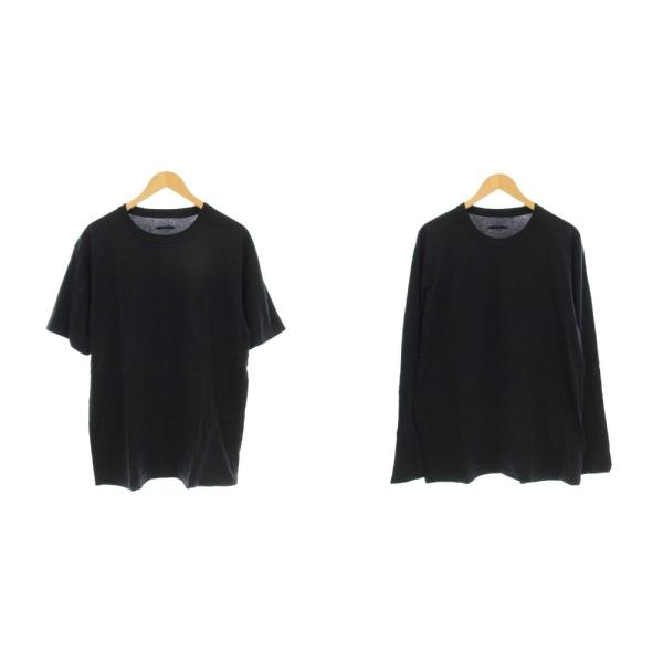 キネマ kinema Tシャツ パックT 2枚セット ロンT 無地 長袖 M 黒 ブラック knm-23ss-ts18 /☆G メンズ【表記サイズ】M【実寸サイズ】肩幅：49cm　身幅：52cm　袖丈：63cm　着丈：73cm　Tシャツ　肩...