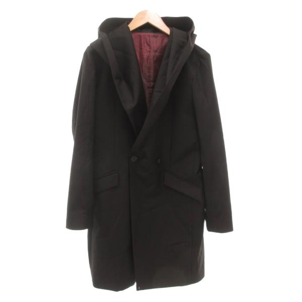 ノーアイディー NOID コート 2 ミドル ハーフ丈 フード 黒 ブラック /AE メンズ【ブランド】ノーアイディー NOID【表記サイズ】2【実寸サイズ】肩幅：43cm　身幅：56cm　袖丈：63cm　着丈：90cm　　【素材】表地 ポ...