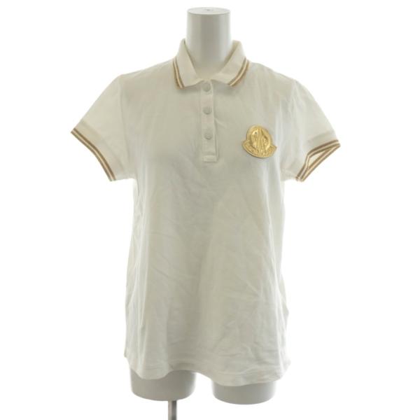 モンクレール MONCLER MONCLER MAGLIA POLO MANICA CORTA ポロシャツ 半袖 ロゴ ワッペン M 白 ホワイト ゴールド色【ブランド】モンクレール MONCLER【表記サイズ】M【実寸サイズ】肩幅：約36...