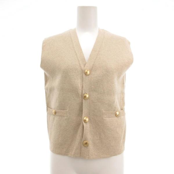 トンベ・デュ・シエル tomber du ciel 美品 Vネックベスト 金ボタン S ベージュ  /YJ レディース【表記サイズ】S【実寸サイズ】身幅：42cm　着丈：50cm　　【素材】綿【色】ベージュ【仕様】ポケット×2【状態】使用感...