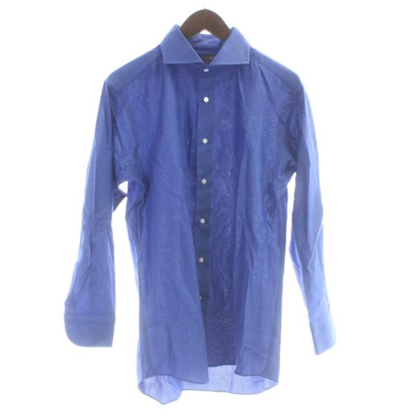 ブリット bullit シャツ 41-82L 青 ブルー 織り柄 レギュラーカラー 長袖 /AP メンズ【表記サイズ】41-82【実寸サイズ】肩幅：約45cm　身幅：約53.5cm　着丈：約79.5cm　袖丈：約56cm　　【素材】綿【色】...