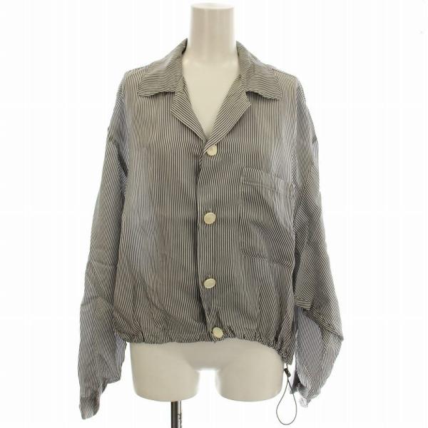 ジェーンスミス JANE SMITH WASHED CUPRO PAJAMA ストライプ シャツ ブラウス 長袖 ドローコード 36 グレー【表記サイズ】36【実寸サイズ】肩幅：50cm　身幅：55cm　袖丈：54cm　着丈：52cm　　【...