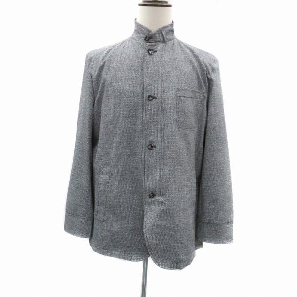 ウィルクスバシュフォード Wilkes Bashford ジャケット スタンドカラー ミドル丈 XL グレー 黒 ブラック /HO31 メンズ【表記サイズ】XL※実寸サイズをご確認下さい。【実寸サイズ】肩幅：46cm　身幅：55.5cm　着...