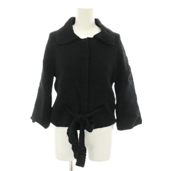 セオリーリュクス ディアマンテ コンスタンス DIAMANTE CONSTANCE ニットジャケット 38 黒 リボンベルト 七分袖 03-6304762 レディース【ブランド】セオリーリュクス theory luxe【表記サイズ】38【実...