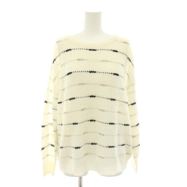 セオリーリュクス NINO RAKEL ニット セーター クルーネック 長袖 ボーダー柄 シアー 麻 38 白 黒 03-9101713-000-038 レディース【ブランド】セオリーリュクス theory luxe【表記サイズ】38【実寸...