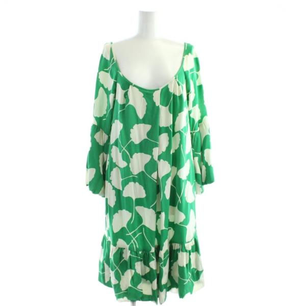 ダイアンフォンファステンバーグ DIANE von FURSTENBERG ワンピース ひざ丈 長袖 絹 シルク混 2 緑 グリーン 総柄 /AP レディース【ブランド】ダイアンフォンファステンバーグ DIANE von FURSTENBE...