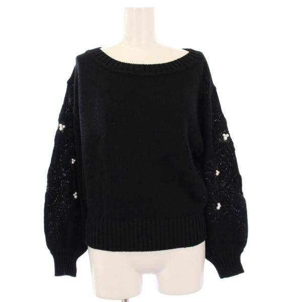ルネ Rene ニット セーター フラワー刺繍 フェイクパール 七分袖 34 黒 6022290 /KH レディース【ブランド】ルネ Rene【表記サイズ】34【実寸サイズ】肩幅：47cm　身幅：49cm　着丈：45cm　袖丈：48cm　　...