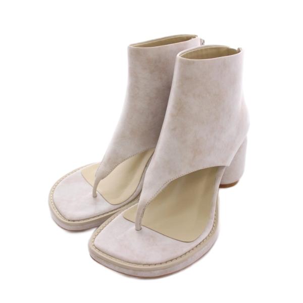 アルム ALM. TENCIA LEATHER BOOTS トングサンダル アンクルブーツ 38 ホワイト ベージュ /YM レディース【表記サイズ】38【実寸サイズ】履き口周り：27cm　筒高：10.5cm　ヒールの高さ：7cm　　【素材...