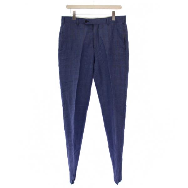 ブルックスブラザーズ BROOKS BROTHERS REGENT FIT スラックスパンツ ジップフライ チェック柄 リネン ウール W34L34 青 /BM メンズ【ブランド】ブルックスブラザーズ BROOKS BROTHERS【表記サ...