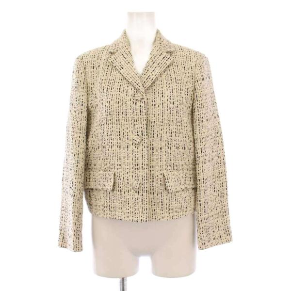 セオリー Theory HATCH TWEED LS CROP JKT NB テーラードジャケット アウター シングル 総裏地 ツイード ショート丈 0 ベージュ 黒【ブランド】セオリー Theory【表記サイズ】0【実寸サイズ】肩幅：36...
