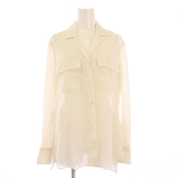 セオリー Theory 23SS AIRY SHIRTING NOTCH SHIRT シャツ ブラウス 長袖 オープンカラー シアー シースルー 無地 ウール S アイボリー【ブランド】セオリー Theory【表記サイズ】S【実寸サイズ】肩...