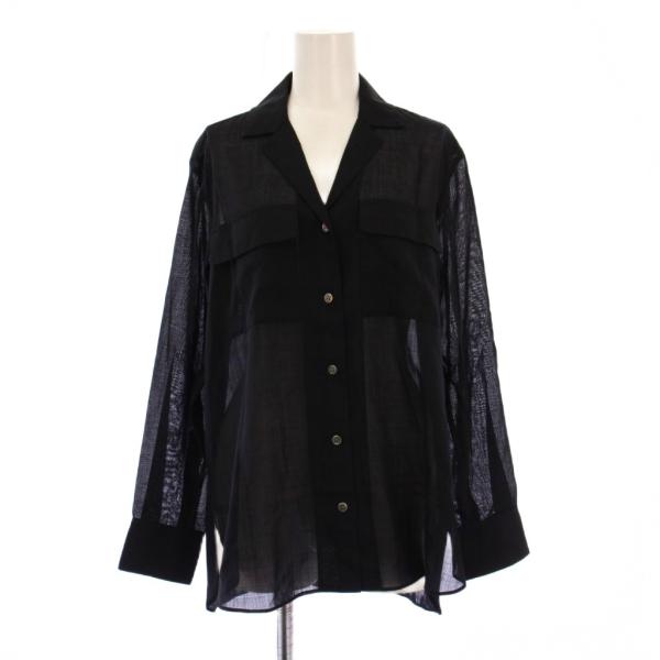 セオリー Theory 23SS AIRY SHIRTING NOTCH SHIRT シャツ ブラウス 長袖 オープンカラー シアー シースルー 無地 ウール S 黒 ブラック【ブランド】セオリー Theory【表記サイズ】S【実寸サイズ】...