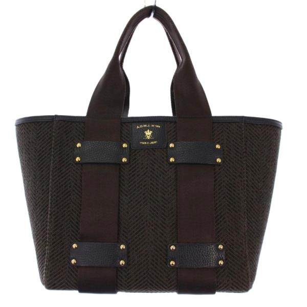 ADMJ アクセソワ Accessoires De Mademoiselle グラスマッタ トートバッグ ハンドバッグ キャンバス レザー チャコール /BM レディース【ブランド】ADMJ アクセソワ Accessoires De Mad...