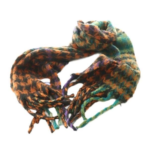 メゾン セレクト maison slct マフラー 総柄 マルチカラー オレンジ 黒 ブラック /SS ■OS レディース【実寸サイズ】全長（フリンジ含まず）：約184cm　幅：約41cm　　【色】マルチカラー オレンジ 黒 ブラック 【状...