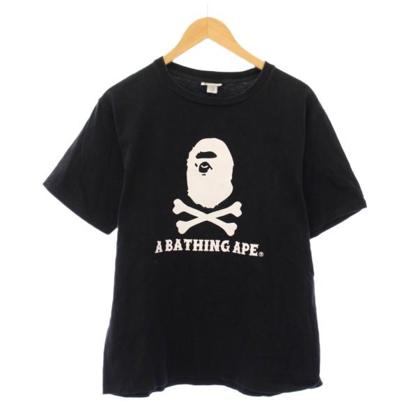 アベイシングエイプ A BATHING APE Tシャツ 半袖 クルーネック ロゴ イラスト プリント M 黒 ブラック /BB メンズ【ブランド】アベイシングエイプ A BATHING APE【表記サイズ】M【実寸サイズ】肩幅：47.5c...