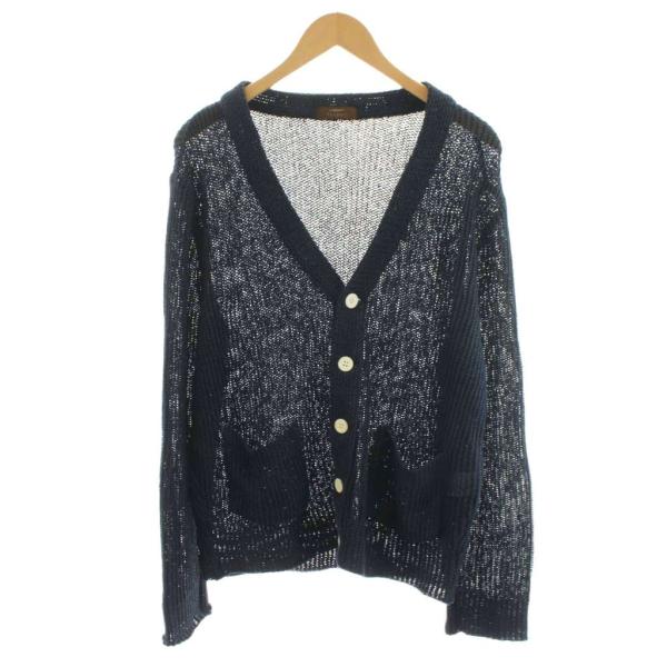 ヴァンドリ Vandori ニットカーディガン 2 紺 ネイビー /AN4 メンズ【表記サイズ】2【実寸サイズ】肩幅：約51cm　身幅：約55cm　着丈：約59cm　袖丈：約66cm　　【素材】コットン　指定外繊維（ペーパー）　レーヨン【色...