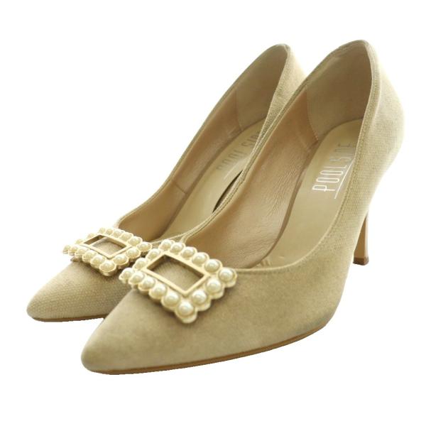 プールサイド POOLSIDE ビジュー付きパンプス 24cm ベージュ /SS ■OS レディース【ブランド】プールサイド POOLSIDE【実寸サイズ】ヒールの高さ：約7cm　最大幅：約8cm　　【素材】24cm【色】ベージュ【状態】こ...