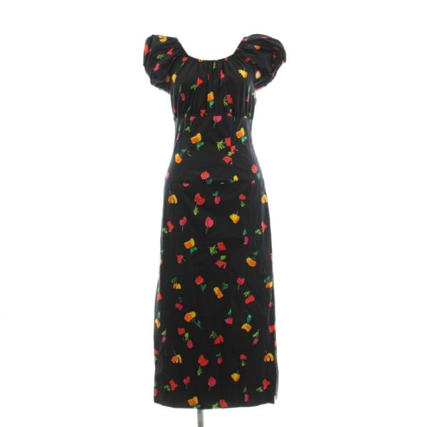 Caroline Constas キャロライン・コンスタス ワンピース ひざ丈 半袖 花柄 XS 黒 ブラック /JP レディース【表記サイズ】XS【実寸サイズ】身幅：約32cm　着丈：約110cm　ゆき丈：約27cm　　【素材】表地　シル...