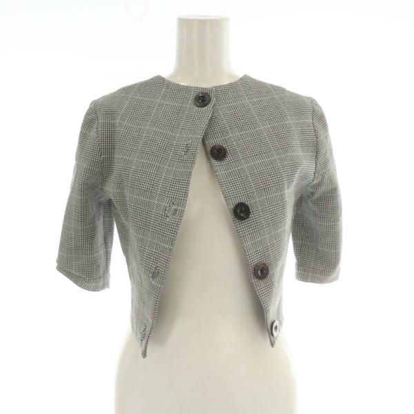 ロゼッタゲッティー Rosetta Getty ジャケット 上着 S 黒 白 千鳥格子 ノーカラー 七分袖 /NS レディース【表記サイズ】S【実寸サイズ】肩幅：34cm　身幅：41cm　着丈：31cm　袖丈：30cm　　【素材】レーヨン ...