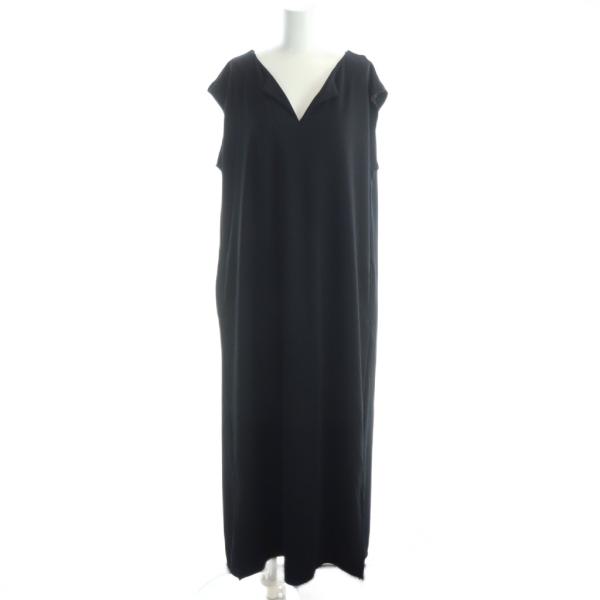 B&amp;Y ユナイテッドアローズ BEAUTY&amp;YOUTH ビューティー&amp;ユース TRキーネックカットソーマキシワンピース ワンピース 黒 Vネック 半袖【ブランド】B&amp;Y ユナイテッドアローズ BEAUTY&a...