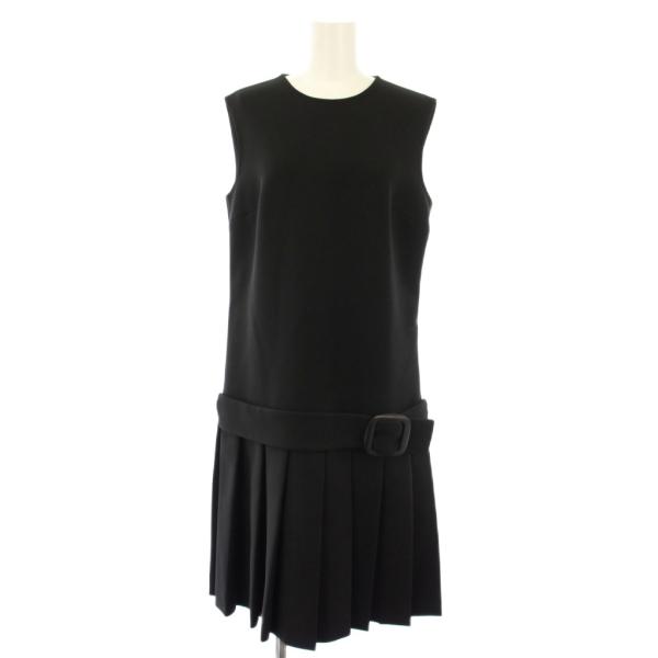 プラダ PRADA 2011年製 ワンピース ノースリーブ ひざ丈 ベルト プリーツ 40 黒 P332MG /TK レディース【ブランド】プラダ PRADA【表記サイズ】40【実寸サイズ】肩幅：38cm　身幅：43cm　袖丈：-cm　総丈...