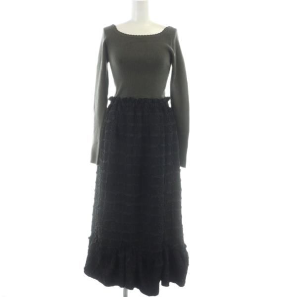 リル アンビション Lil Ambition ドッキングワッフルワンピース ワンピース ロング S グレー ブラック 2410-LIL-KOP0070 /NS【表記サイズ】S【実寸サイズ】身幅：30cm　着丈：110cm　ゆき丈：66cm　...