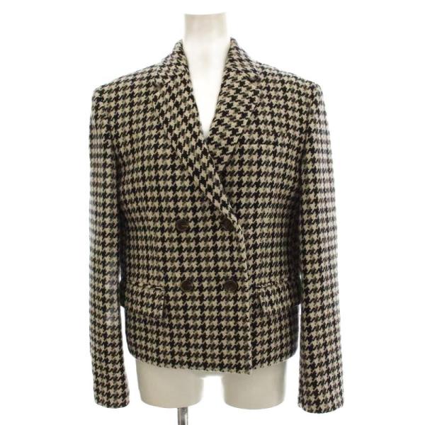 セオリー Theory 23AW Pattern Tweed Square ツイード ダブル テーラードジャケット ウール 00 黒 ベージュ【ブランド】セオリー Theory【表記サイズ】00【実寸サイズ】肩幅：40cm　身幅：43cm　...