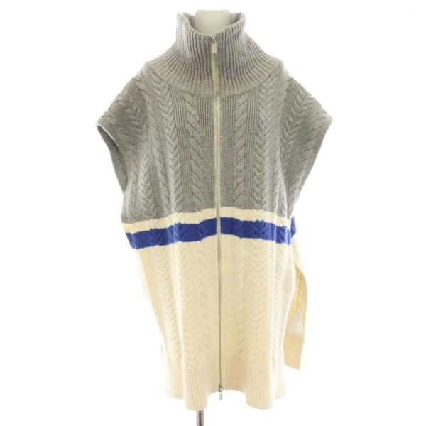 メゾンスペシャル Cable Fastener Poncho ケーブルニットポンチョ ベスト ジップアップ F ウール混 グレー 白 21232366101【ブランド】メゾンスペシャル MAISON SPECIAL【表記サイズ】F【実寸サイ...