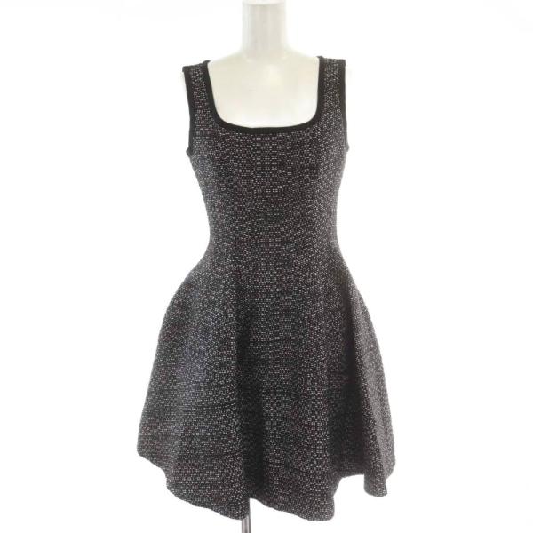 ナネットレポー nanette lepore フレアワンピース ウール 2 黒 ツイード柄 スクエアネック ノースリーブ /NS レディース【ブランド】ナネットレポー nanette lepore【表記サイズ】2【実寸サイズ】肩幅：-cm　...