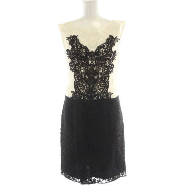 ナネットレポー nanette lepore 総レースワンピース 2 アイボリー ブラック ラウンドネック ノースリーブ ミニ /NS レディース【ブランド】ナネットレポー nanette lepore【表記サイズ】2【実寸サイズ】身幅：3...