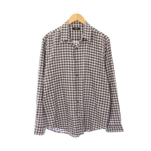 セオリー Theory TNL FLANELLA CHECK CLEAN SHIRT A シャツ 長袖 チェック柄 L ボルドー 白 02-7408001 /TK メンズ【ブランド】セオリー Theory【表記サイズ】L（胸囲105）【実寸...