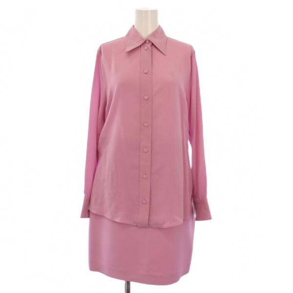 未使用品 グッチ GUCCI セットアップ ブラウス シャツ 長袖 ひざ丈  GGロゴ シルク 38 ピンク 627407 619479 /KH レディース【ブランド】グッチ GUCCI【表記サイズ】38【実寸サイズ】ジャケット 肩幅：37...