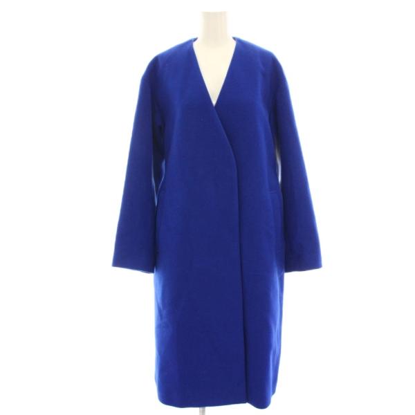 ローズバッド ROSE BUD ノーカラーコート S 青 ブルー ウール ロング /HN レディース【ブランド】ローズバッド ROSE BUD【表記サイズ】S【実寸サイズ】身幅：49cm　着丈：104cm　ゆき丈：77cm　　【素材】表地　...