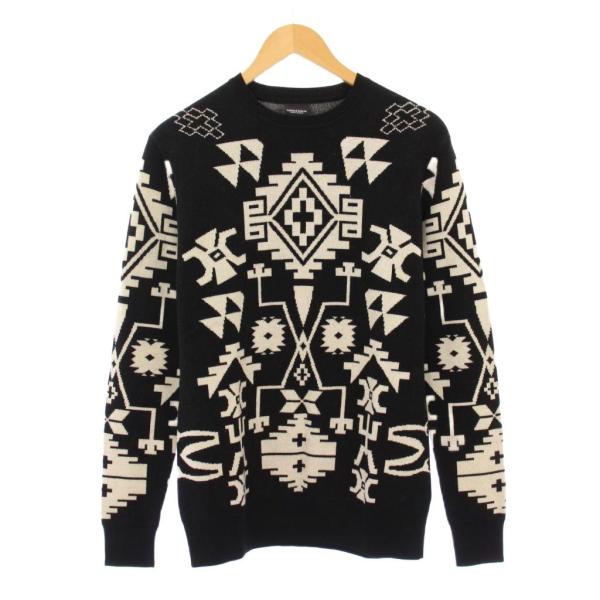 マルセロバーロン マルセロブロン MARCELO BURLON ニット セーター 長袖 クルーネック ストレッチ バイカラー 総柄 XS 黒 ブラック 白【ブランド】マルセロバーロン マルセロブロン MARCELO BURLON【表記サイズ...