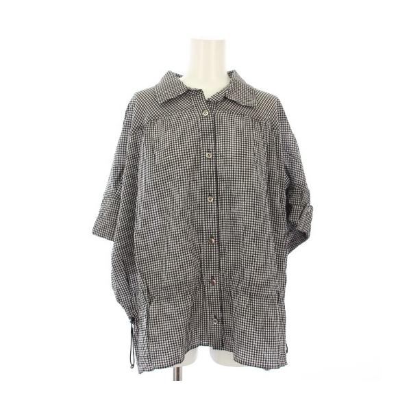 リリアンビューティ Liliane Burty ブラウス 半袖 ギンガムチェック LL 白 黒 50033-251 /TK レディース【表記サイズ】LL【実寸サイズ】身幅：65cm　着丈：62-66cm　ゆき丈：46cm　　【素材】綿、キュ...