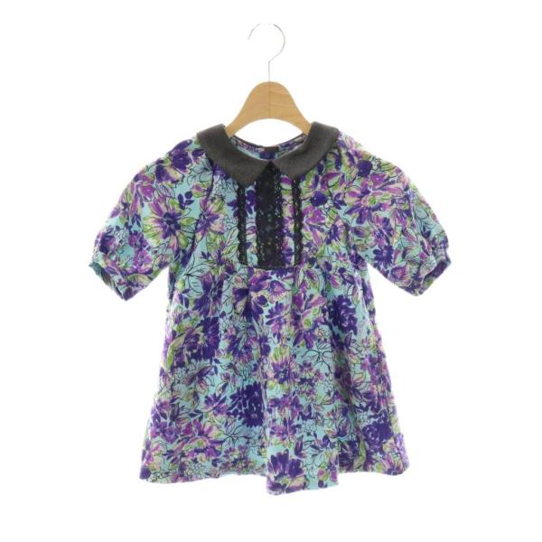 アナスイ ANNA SUI ミニ MINI シャツ ブラウス 半袖 花柄 100 ライトブルー マルチカラー /DO キッズ【ブランド】アナスイ ANNA SUI【表記サイズ】100【実寸サイズ】肩幅：18cm　身幅：32.5cm　着丈：4...