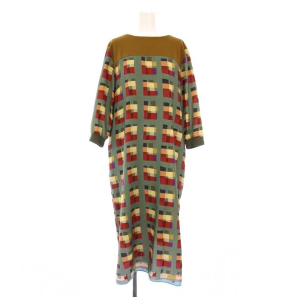 ステラシフォン STELLA CIFFON ワンピース ミモレ ロング 長袖 クルーネック 総柄 切替 36 マルチカラー /BB レディース【ブランド】ステラシフォン STELLA CIFFON【表記サイズ】36【実寸サイズ】肩幅：41c...