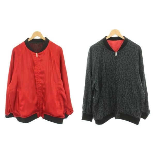 バルデ77 JUNKIE HEART SATIN JACKET リバーシブル ナイロンジャケット ブルゾン ジップアップ アニマル柄 プリント 1 赤 レッド【ブランド】バルデ77 Varde77【表記サイズ】1【実寸サイズ】身幅：60cm...