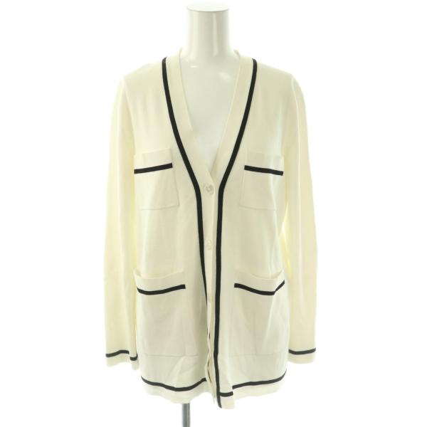 セオリー Theory 22SS COMPACT CREPE CONTRAS CARDI カーディガン 長袖 S ホワイト ブラック /DO レディース【ブランド】セオリー Theory【表記サイズ】S【実寸サイズ】肩幅：41cm　身幅：4...