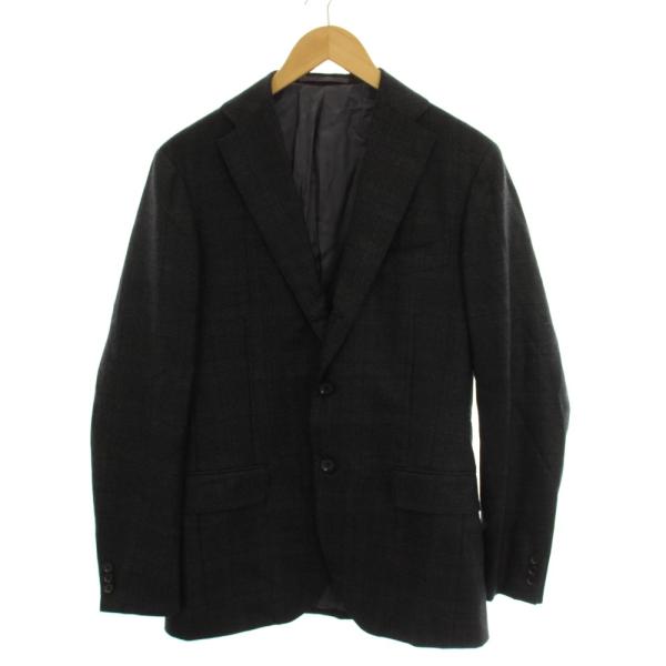 サロットディグジ salotto di guji テーラードジャケット ブレザー 2B アウター ウール 46 チャコールグレー 黒 /YM メンズ【表記サイズ】46【実寸サイズ】肩幅：42cm　身幅：52cm　着丈：74cm　袖丈：62c...