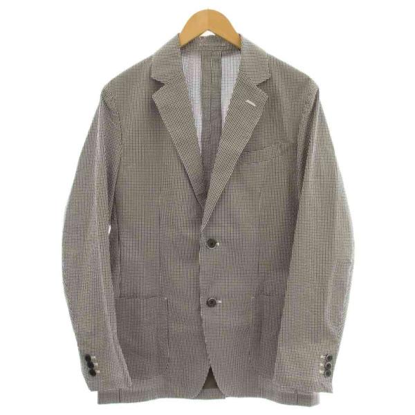 ドゥクラッセ DoCLASSE テーラードジャケット チェック 薄手 A6 ネイビー 茶 /☆G メンズ【ブランド】ドゥクラッセ DoCLASSE【表記サイズ】A6【実寸サイズ】肩幅：43cm　身幅：46cm　袖丈：60cm　着丈：72cm...