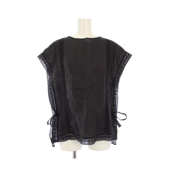 ネストローブ nest Robe リネン×レース タッカーベスト F 黒 01231-1006 /KH レディース【ブランド】ネストローブ nest Robe【表記サイズ】F【実寸サイズ】身幅：43cm　着丈：55cm　　【素材】本体 麻　...
