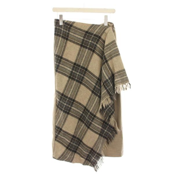 マックスマーラ ウィークエンドライン MAX MARA WEEKEND LINE ラップスカート ロング ウール 36 ベージュ 茶色 黒 チェック フリンジ【ブランド】マックスマーラ ウィークエンドライン MAX MARA WEEKEND...